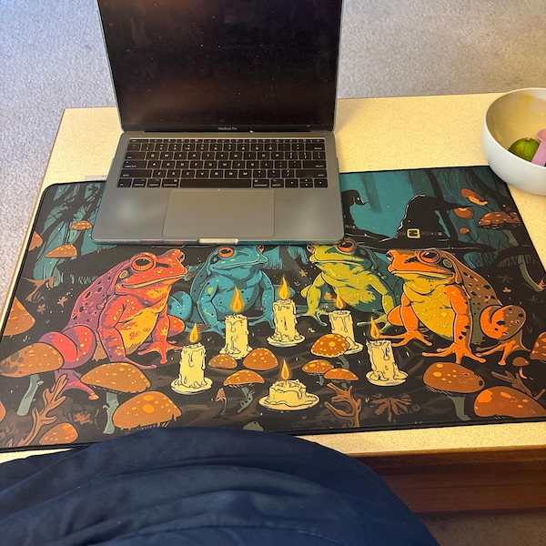 Green Frog Deskmat, Frog Deskmat, Frogs Swimming Office Decor, Home ...