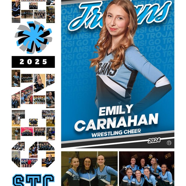 Senior Night Cheerleading Poster Sports Photo Collage High School Cheer ...