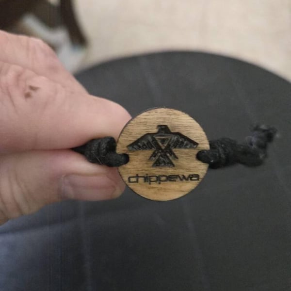 Native American Red Hand Mmiw Symbol Wood Engraved Metal Bezel Pendant ...