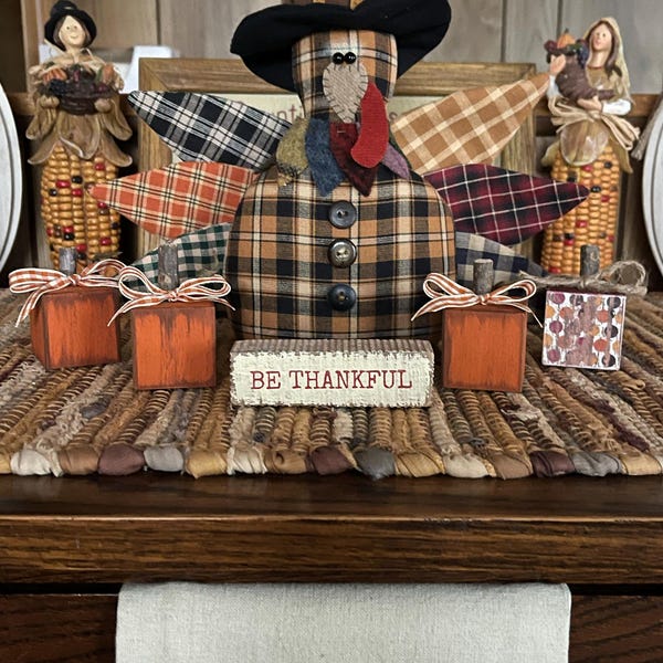 Thanksgiving Turkey Homespun Patchwork Home Decor Thanksgiving Turkey ...