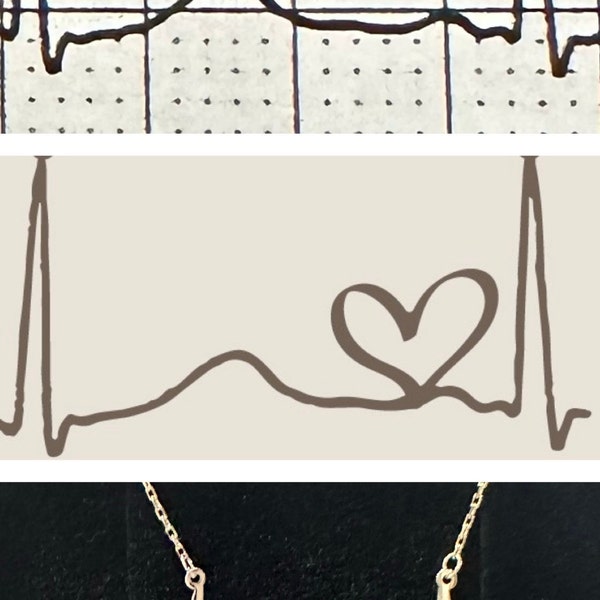 Dainty Heartbeat Necklace With Cross • Pulse of Love Pendant • Faithful ...