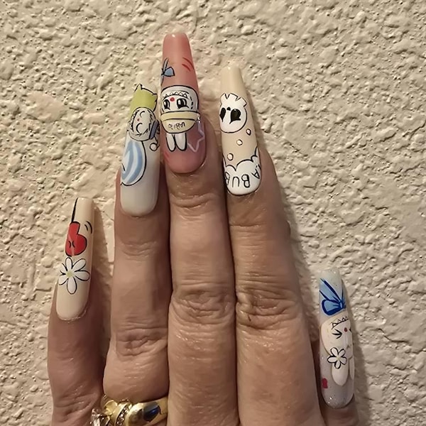 Gengar/handmade Press on Nails/kawaii Cute Nails/pure Hand-painted Nail ...