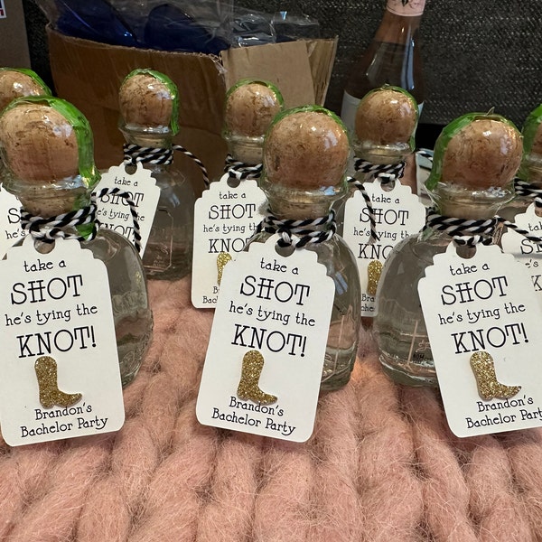 Bachelorette Party Favor Shot Tags, Shower or Wedding Reception Shot ...