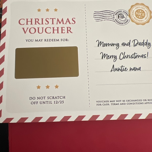 Christmas Scratch-off Reveal Voucher, Suprise Voucher, Personalized ...