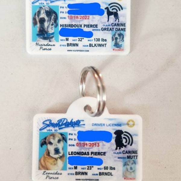 Texas Driver Dog Id Tag Personalized License, Durable Dog Tag, Double ...