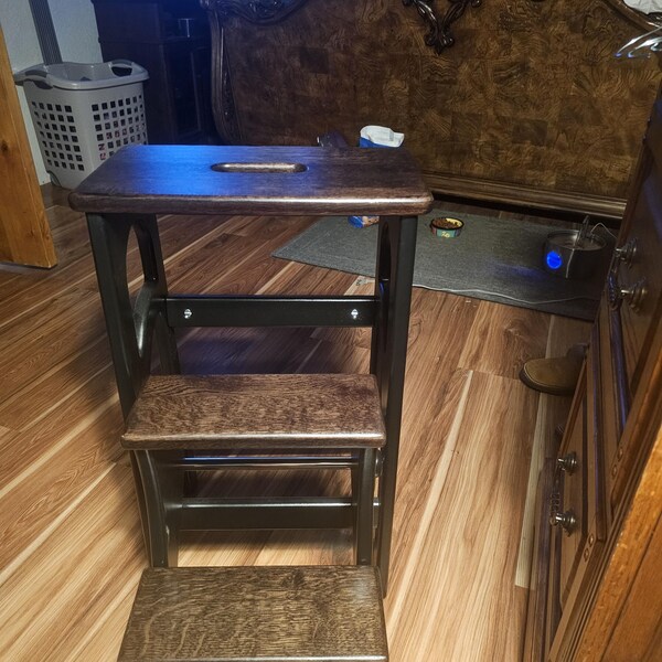 Stepladder, Natural Oak Folding Stool Ladder, Kitchen Step Stool ...