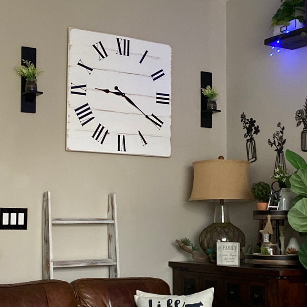 The Madi Farmhouse Clock Rustic Clock Over Sized Wall Clock Big Clock ...