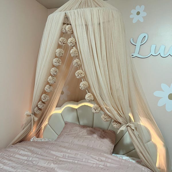 Champagne Canopy, Tulle Bed Canopy, Bed Baldachin, Montessori Bed ...
