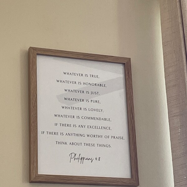 Whatever is True, Philippians 4:8, Minimal Christian Wall Art, Bible ...