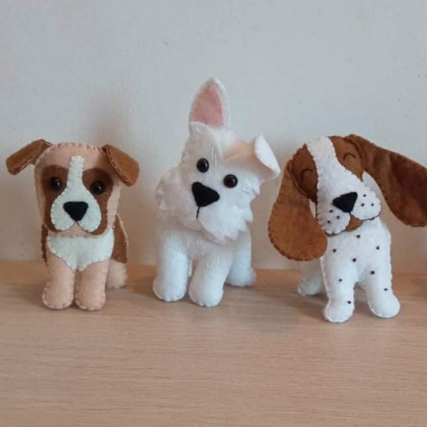Digital Pdf Sewing Pattern Tutorial for Wool Felt Hand Sewn Dog Set 2 ...