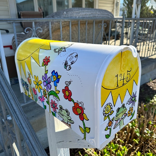 Colorful Mailbox, Whimsical Mailboxes, Bold Garden Art, Painted ...