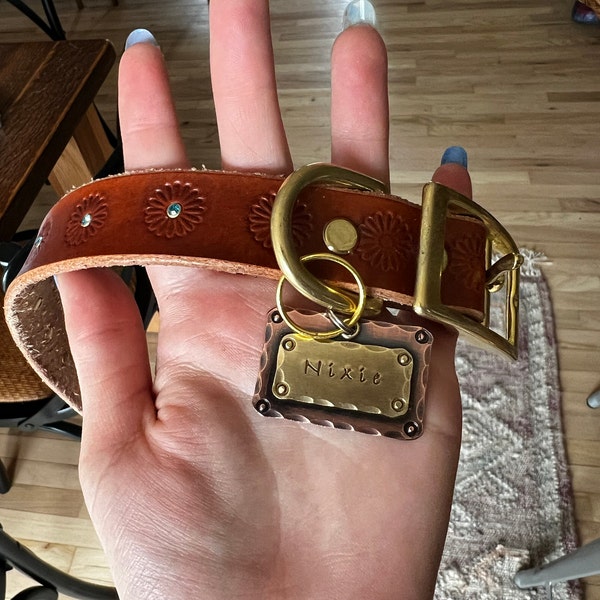 Large Dog Tag - Personalized Pet ID Tag With Hand Stamped and Engraved ...