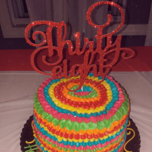 Thirty Eight Cake Topper, 38 Cake Topper, Thirtyeight Cake Topper ...