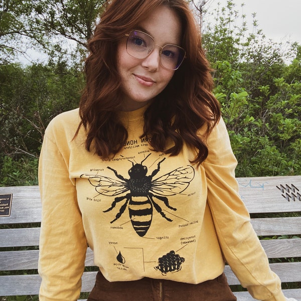 Honey Bee Anatomy Long Sleeve, Honey Bee Long Sleeve Shirt, Western ...