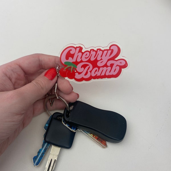 Cherry Bomb Keychain | Acrylic Keychain | Epoxy Coated | Red and Pink ...