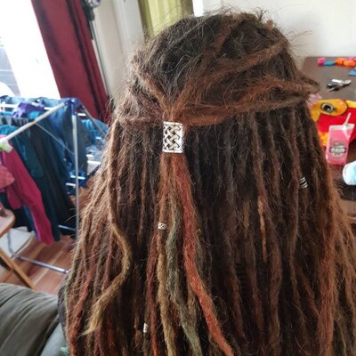 2 Large Tibetan Silver Weave Dreadlock Beads Dread Tie 18mm Hole 11/16 ...