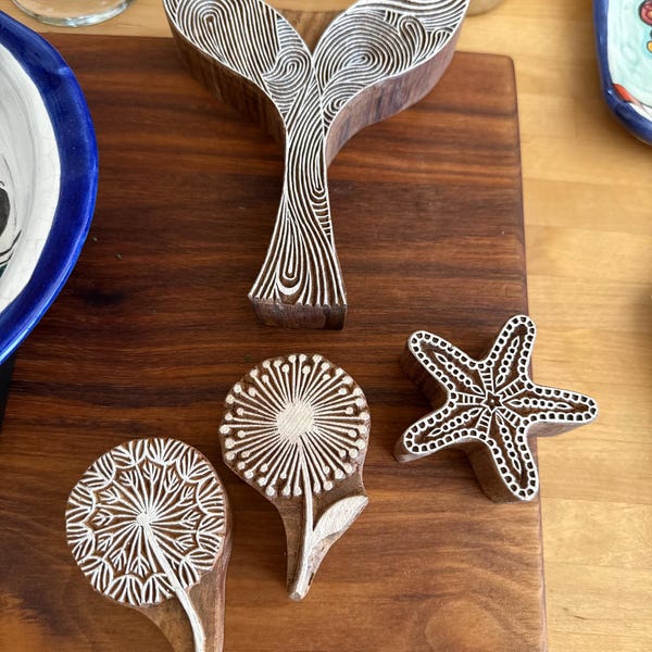 Indian Fabric Block Printing, Dandelion Floral Design, Wood Block Print ...