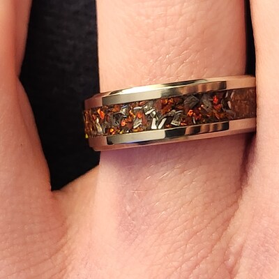 8mm Fumed Cherry Bentwood With Crushed Dark Green Opal and Rose Gold on ...