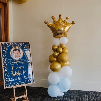 Royal Prince Birthday Party Welcome Sign Printable With Photo Navy or ...