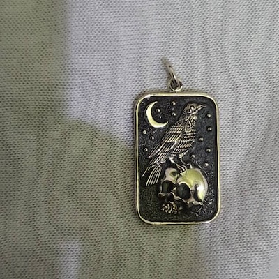 Raven Charm Sterling Silver Raven Pendant Skull Necklace Witch - Etsy