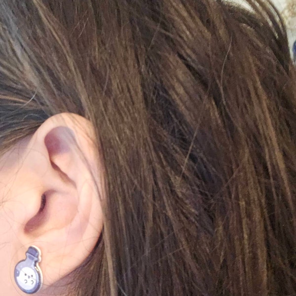 Grim Reaper Earrings, Cute Reaper Stud Earrings, Scythe Earring, Spooky ...