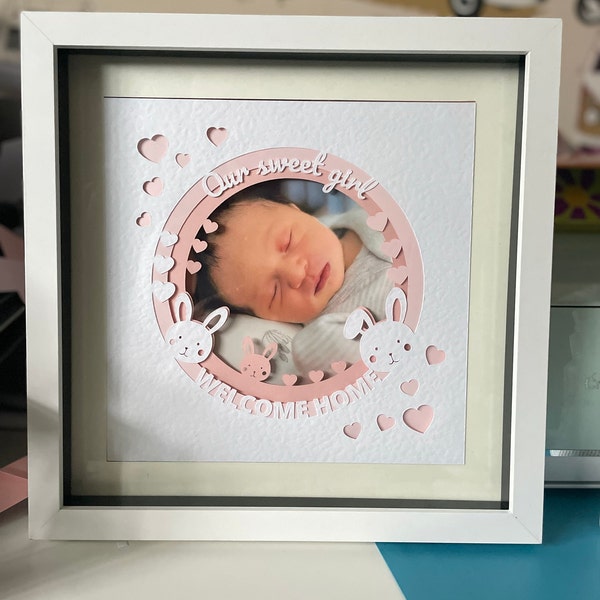 Baby Frame Shadow Box, 3d Baby Photo, Baby Shower Shadow Box Svg ...