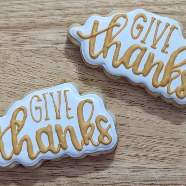 Give Thanks Hand Lettered Cookie Cutter and Fondant Cutter and Clay ...
