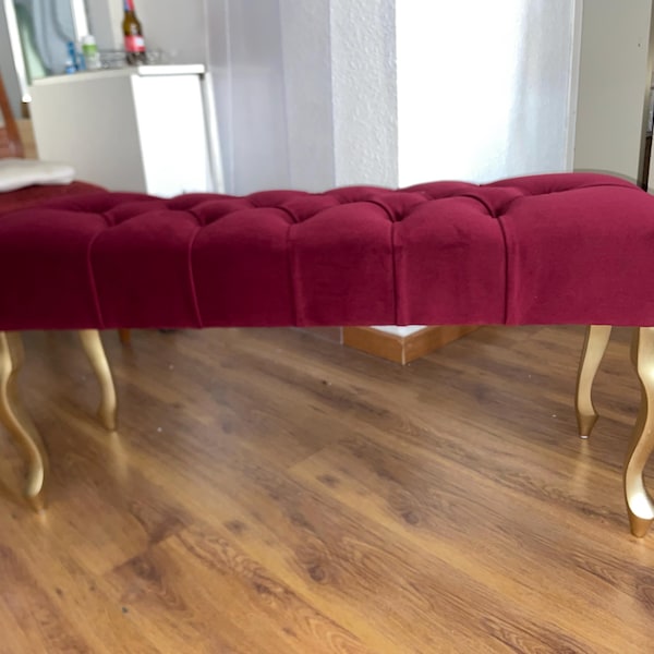 Chesterfield Maroon Seat,hallway Bench, Shoe Ottoman, Deep Chesterfiled ...