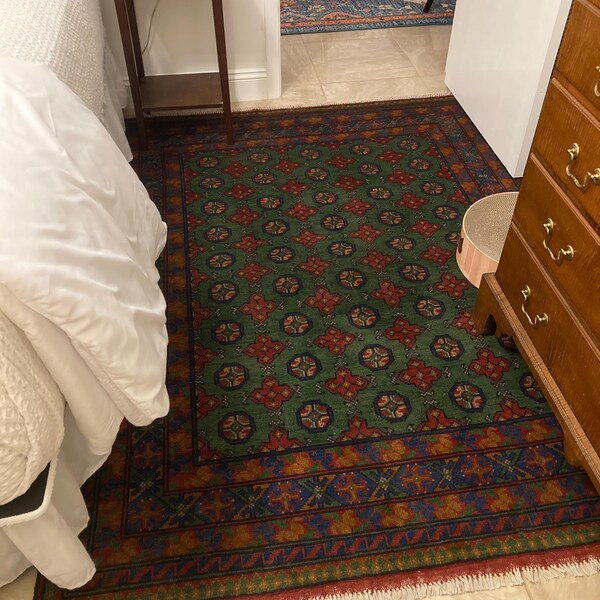 1930s Antique Terracotta Rug 4'5x7'5 Geometric Area Rug/ Caucasian ...