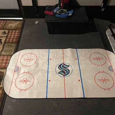Ice Hockey Rink Printed Area Rug With Custom Team Logo Washable Ice ...