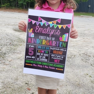 First Day of School Sign, Girl First Day of School Sign, Back to School ...