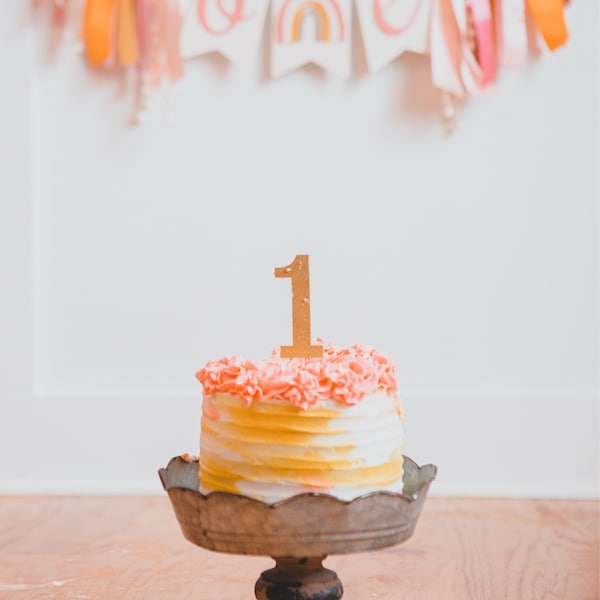 Glitter First Birthday Cake Topper | Number One Topper - Etsy