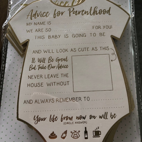 Baby Shower Gift Advice Cards |oh Baby |baby Shower Gift| Gold Foil ...