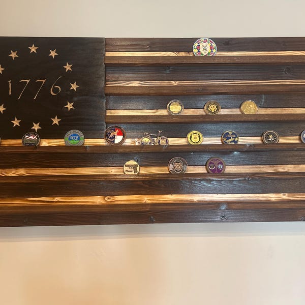 Charred Natural Finish Betsy Ross 1776 Wooden American Flag Challenge ...