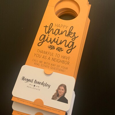 Happy Thanksgiving Neighborhood Door Hangers Real Estate - Etsy