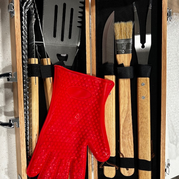 Engraved BBQ Set, BBQ Gift, Grilling Tools, Grill Set, Custom BBQ Set ...