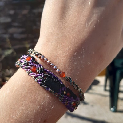 Masculine Elegance Wide Orange Macrame Bracelet for Men Strong and ...