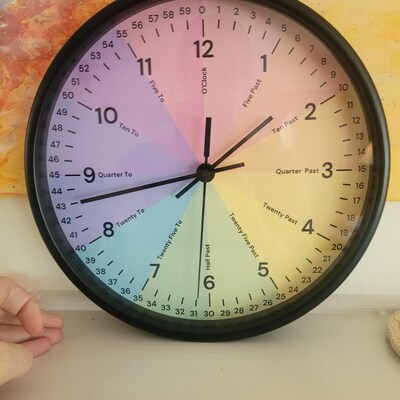 Simple Wall Clock Telling Time Clock, Pastel Colors Clock, Color Wheel ...