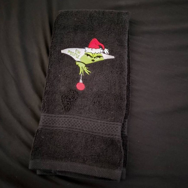 Grinch Christmas Hand Towel or Bath Towel, Embroidered Towels, Bathroom ...