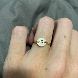 Stamped Initial Ring, Gold Letter Ring, Brass Ring, Personalized Ring ...