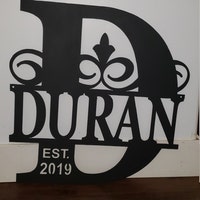 Initial Name Est Year With Scroll Accent Metal Sign / Family Name Sign ...