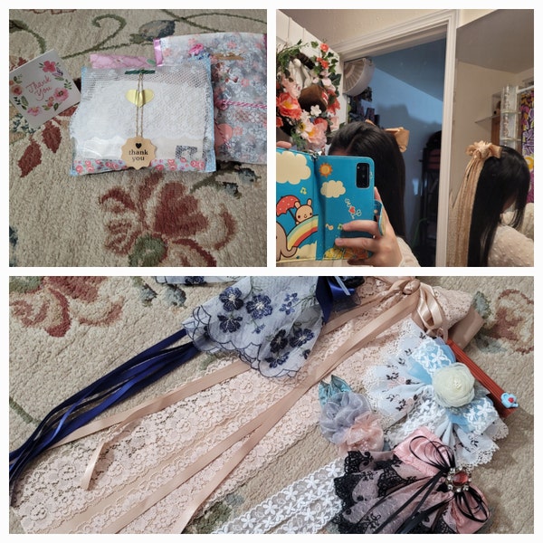 White Flower Lace Fabric White Ribbon Hair Bow With French Barrette ...