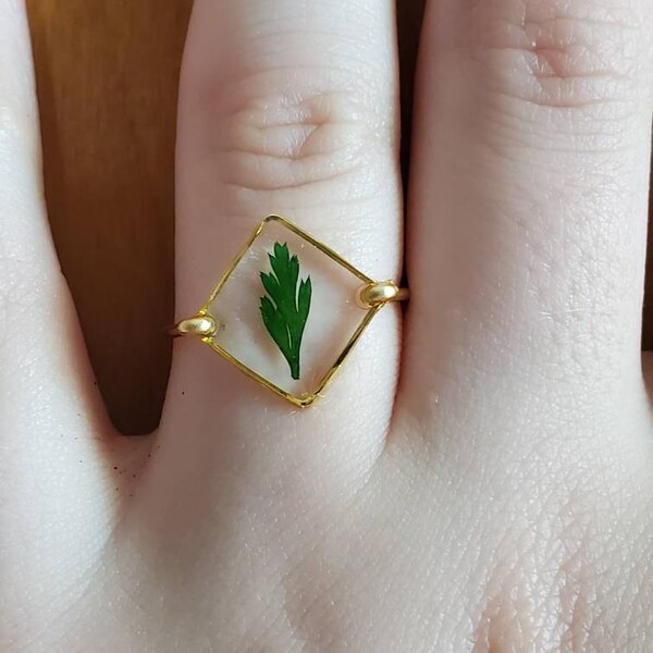 Real Fern Ring/pressed Leaf Ring/plant Ring/resin Ring/botanical Ring ...