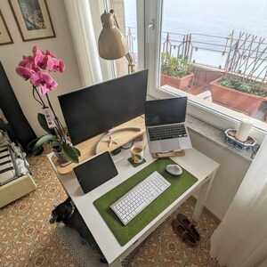 Felt Desk Mat Green, Custom Size Desk Pad Green, Felt Extended Mouse ...