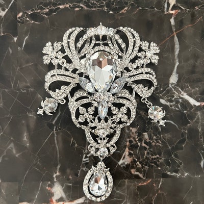 Huge Rhinestone Embellishment Silver Gold or Rose Gold Tone Flat Back ...