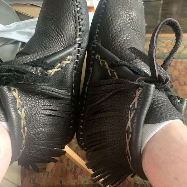 Buffalo Hide Moccasins-hand Stitched (with or Without Fringe) - Etsy