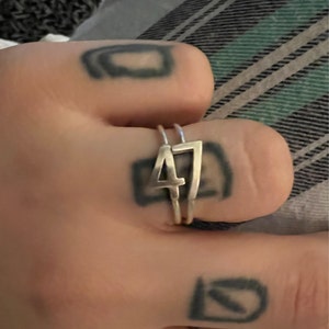 Custom Number Ring Initials Ring Stacking Rings Silver Ring Name Ring ...