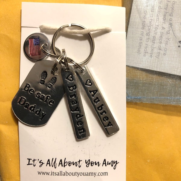 Be Safe Daddy Keychain, Deployment Keychain, Deployment Gift From Kids ...