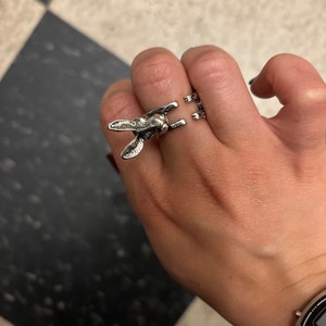 Handmade Five Finger Chain Rings Adjustable Cross Chain Linked Cuff ...