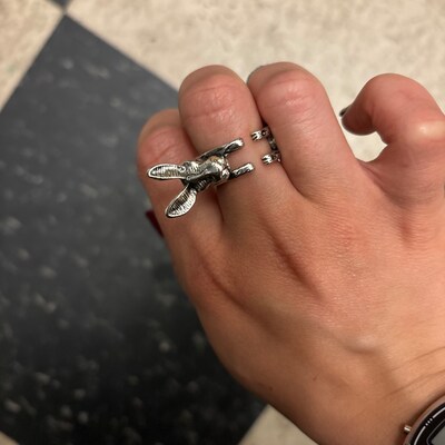Handmade Five Finger Chain Rings Adjustable Cross Chain Linked Cuff ...